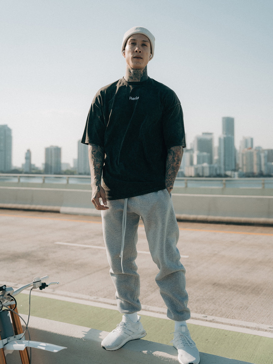 Heria | Flame Tee Acid Washed Black – Chris Heria